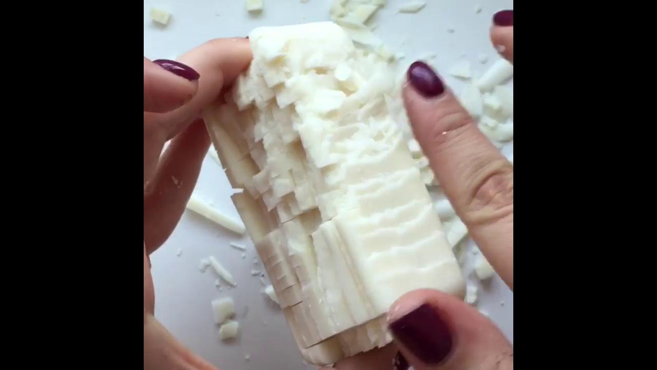 Satisfying Shredding White Bar Soap Into Pieces