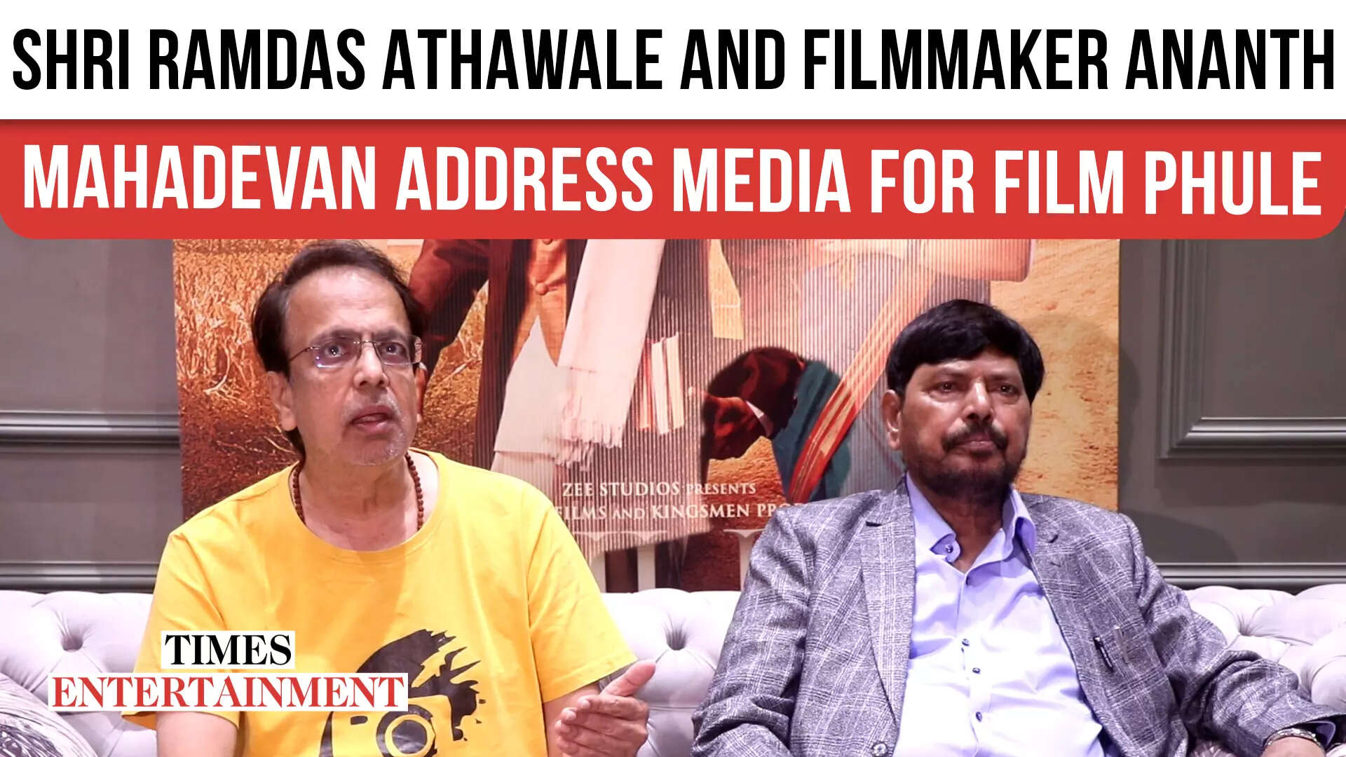 Shri Ramdas Athawale and Filmmaker Ananth Mahadevan Address Media for Film Phule