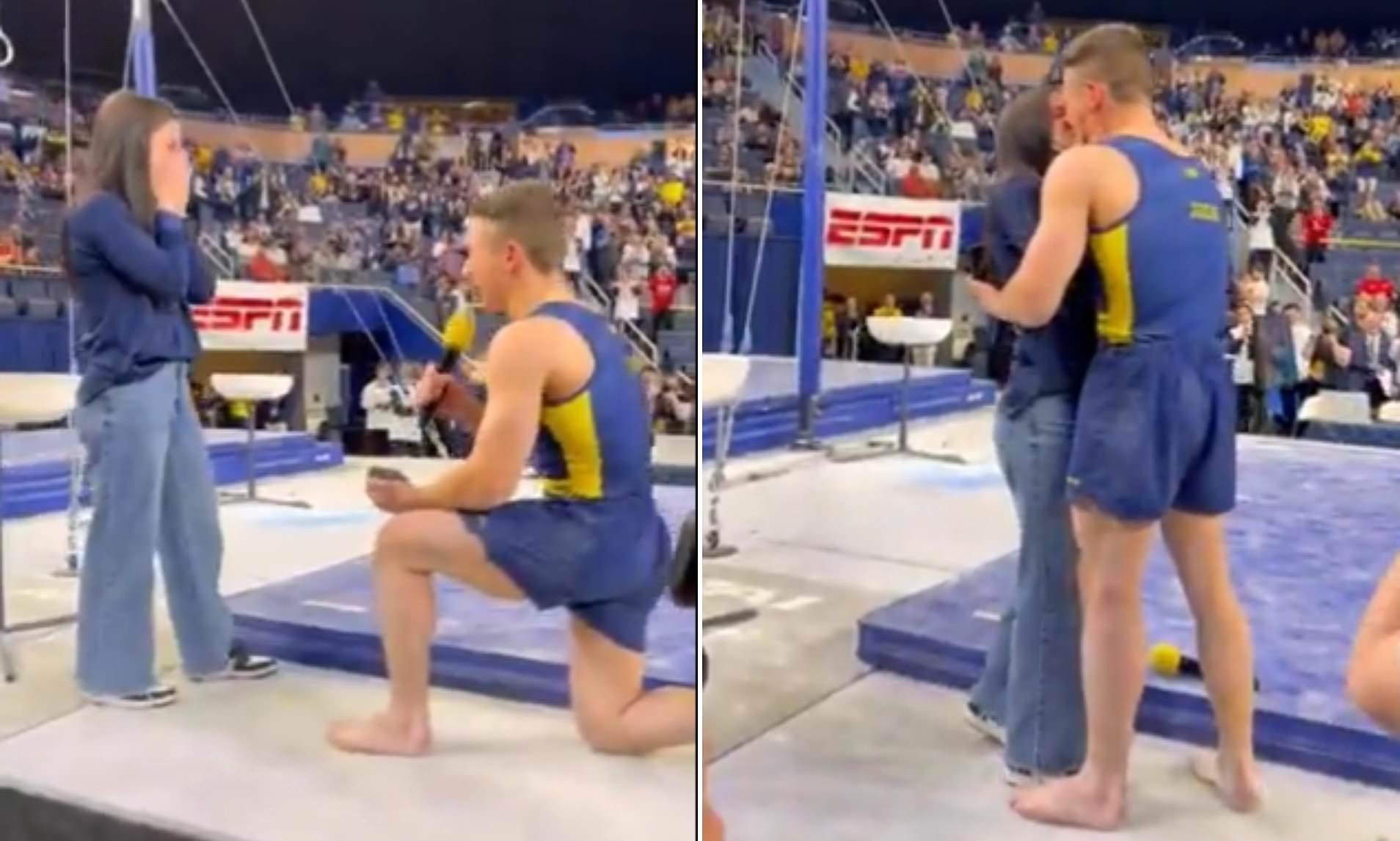 Heartwarming moment Olympic gymnast proposes to girlfriend after ...