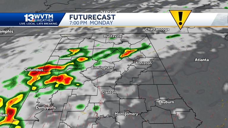 Rain and storms likely across Alabama's Monday and Tuesday