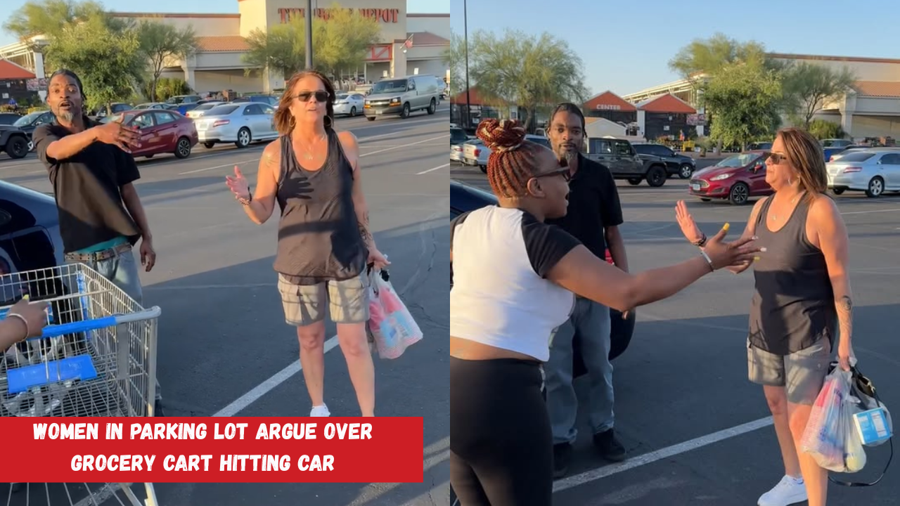 Women in parking lot argue over grocery cart hitting car