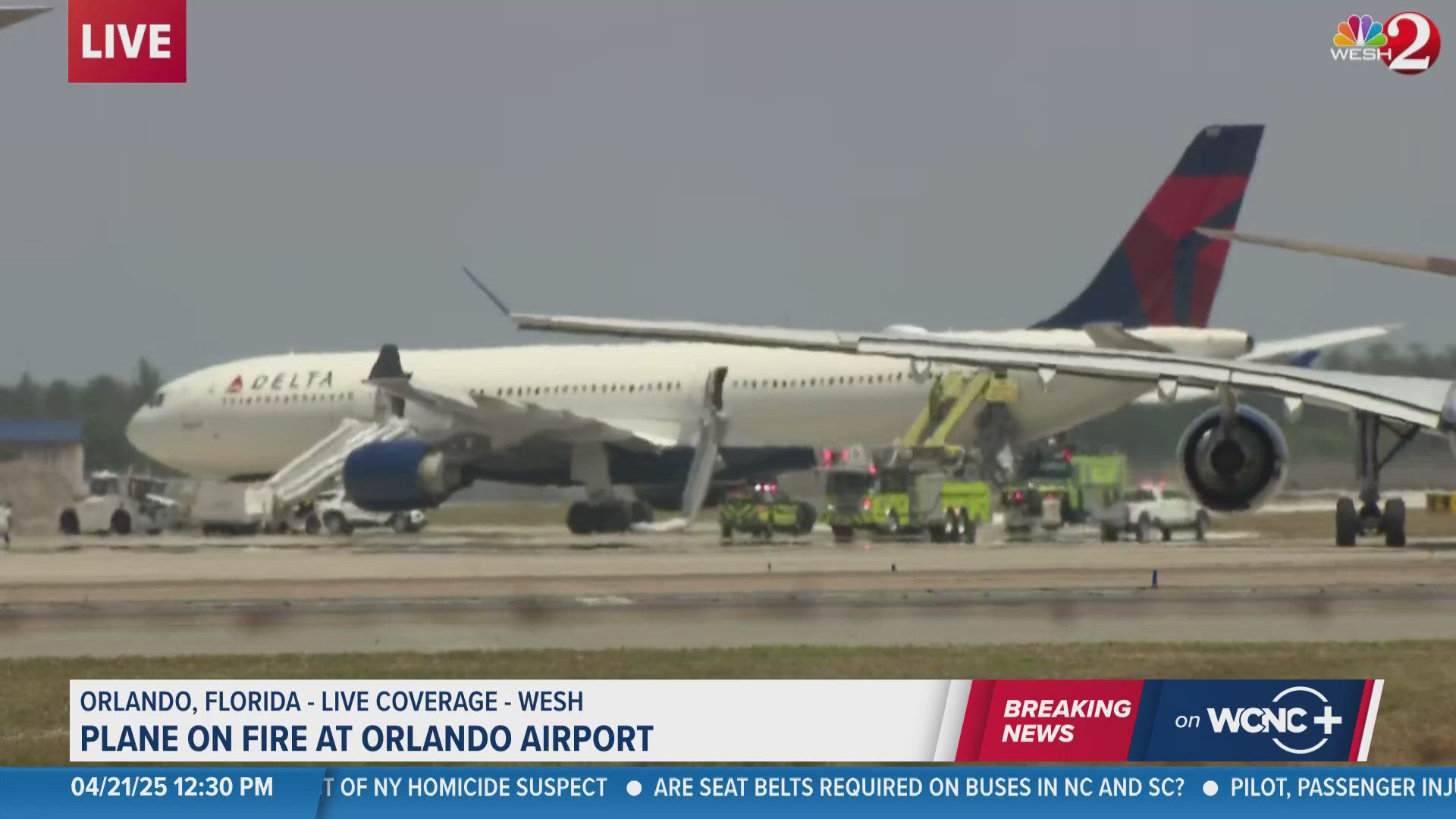 Delta plane fire at Orlando airport