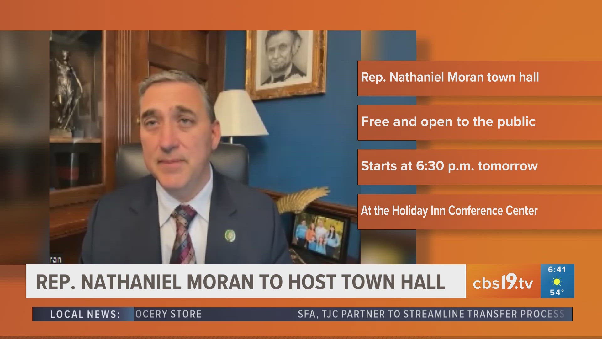 Rep. Nathaniel Moran to host town hall for East Texans