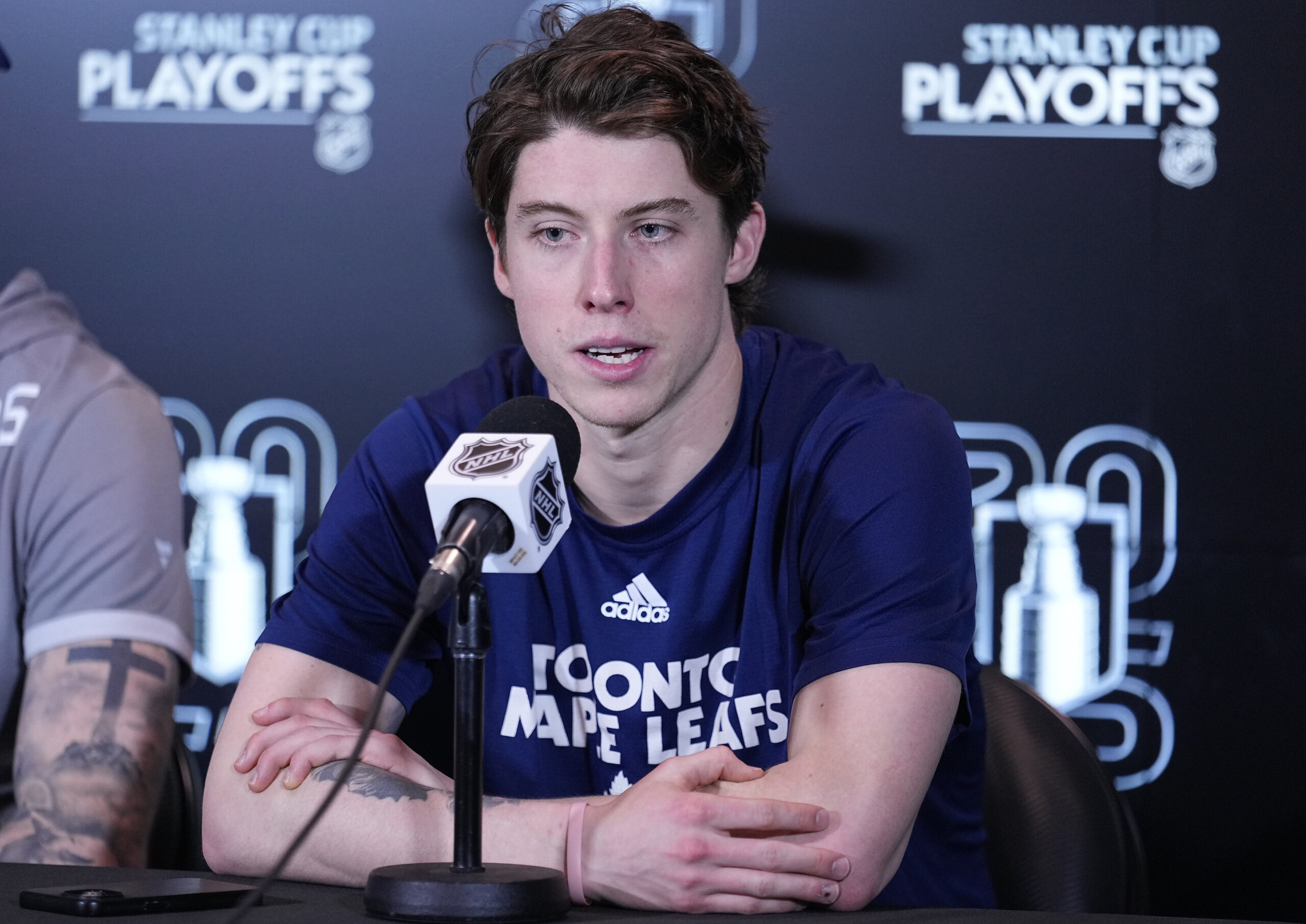 Mitch Marner jokes that his newborn son was smart enough not to arrive ...