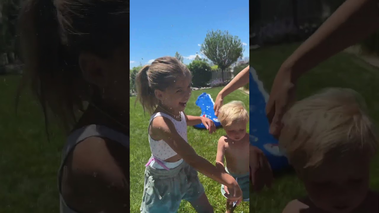 Family members launch a massive water-balloon war in their backyard