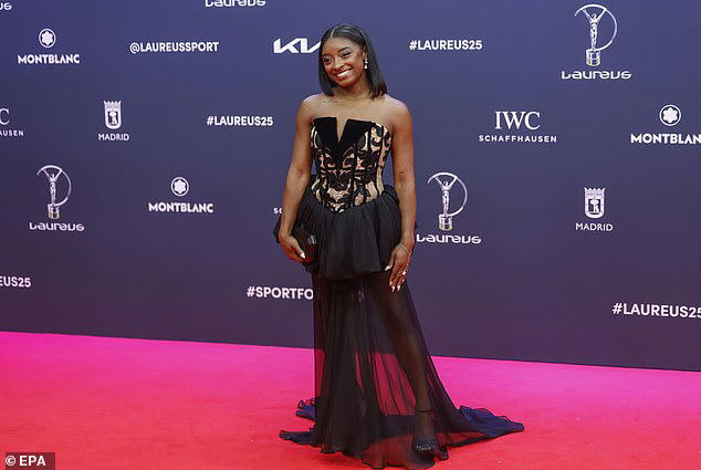 Olympics icon Simone Biles stuns in black corset gown on red carpet as ...