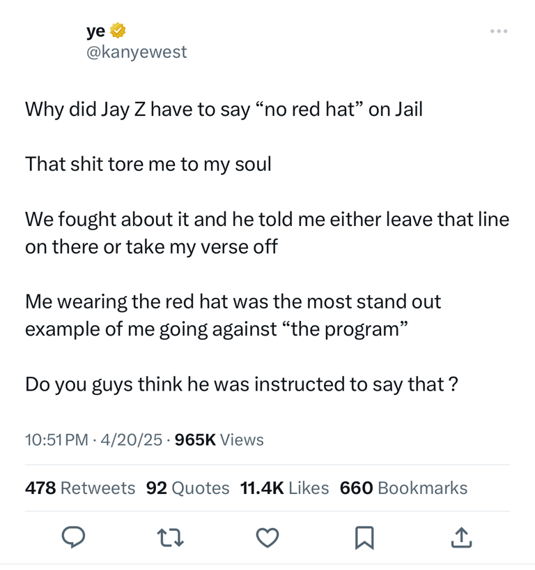 Kanye Says Jay-Z's MAGA Hat Line on ‘Donda' Track ‘Tore Me to My Soul ...