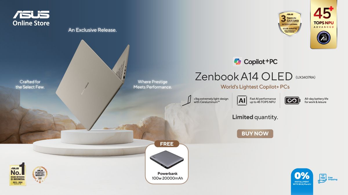 ASUS Hadirkan Zenbook A14 Dengan Panel Layar OLED yang Lebih Kontras