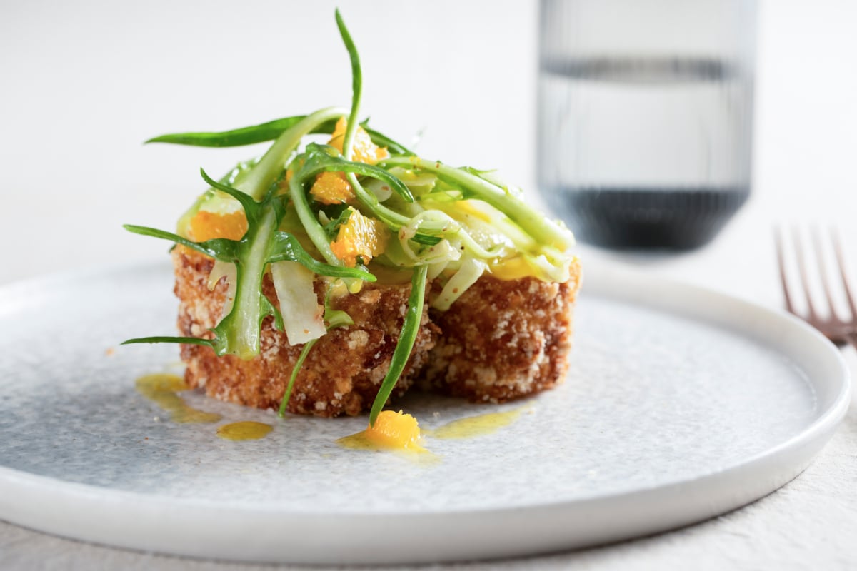 Swordfish cutlet with puntarelle salad