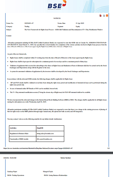 Revised Rights Issue Process Announced, ASBA Bid Validation Tightened