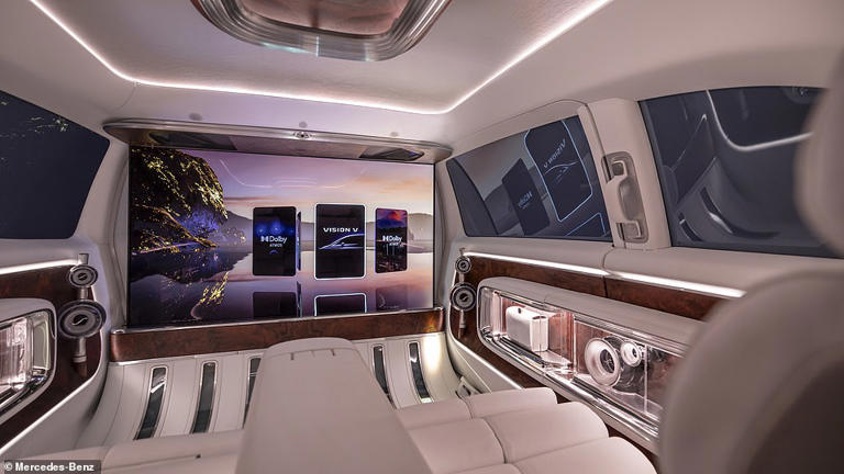 Mercedes previews Vision V electric limo with a 65-inch telly and karaoke bar mode