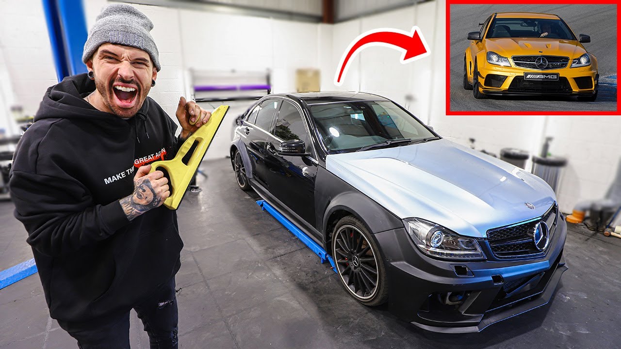 I BUILT MY WRECKED MERCEDES C63 INTO A 4 DOOR AMG BLACK SERIES