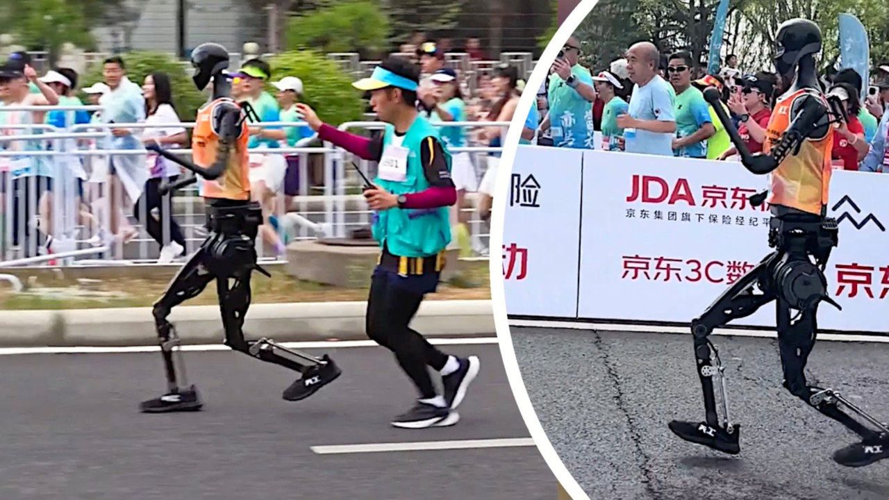 Humanoid robots race against humans in Beijing half marathon
