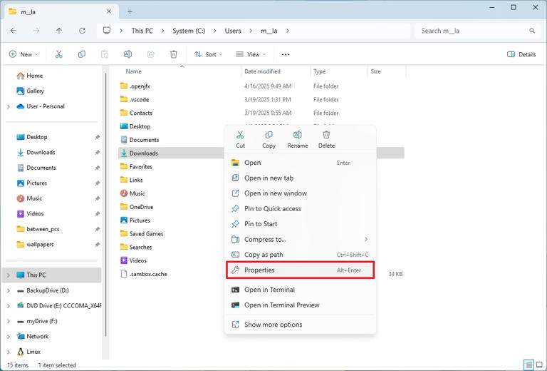 How to change the default folder for downloads on Windows 11