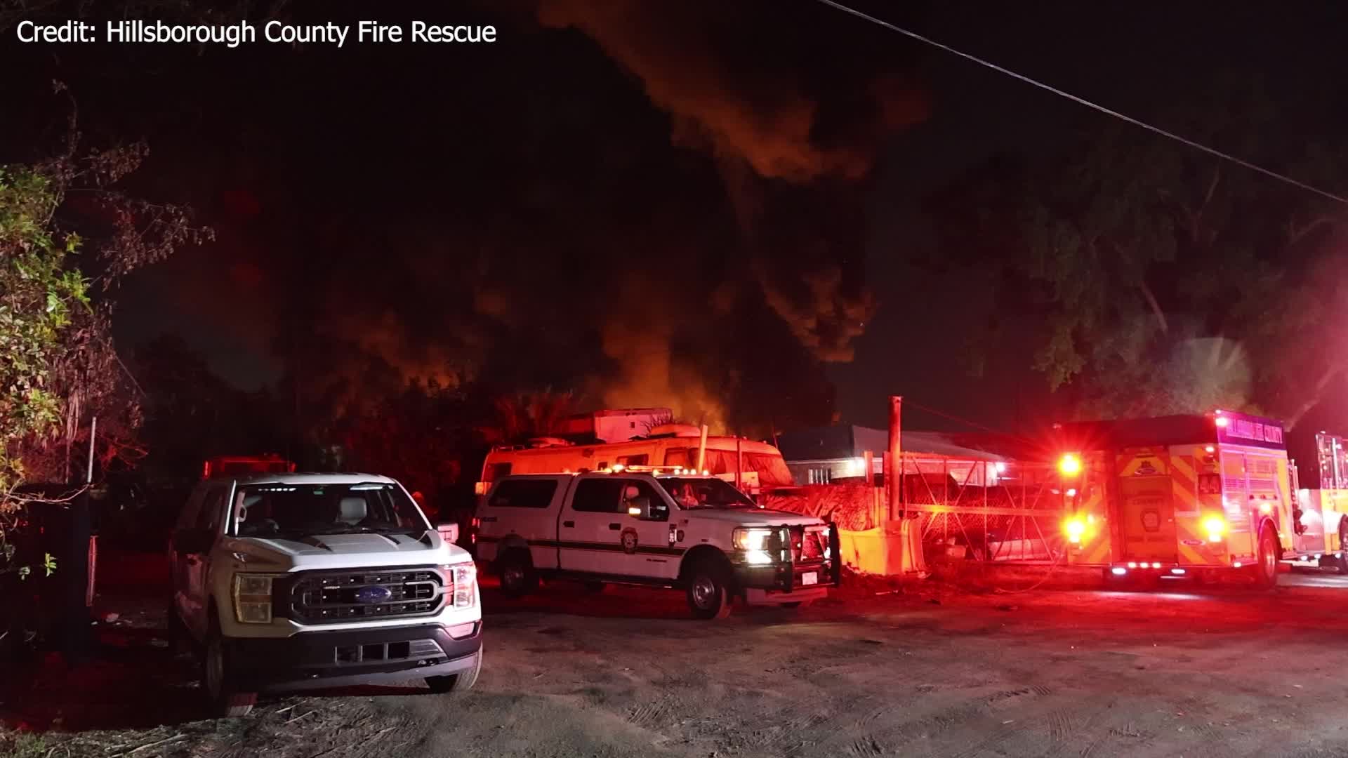 Fire erupts at a salvage yard in Riverview