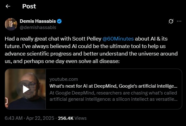 Google DeepMind CEO Demis Hassabis predicts AI could help cure all ...