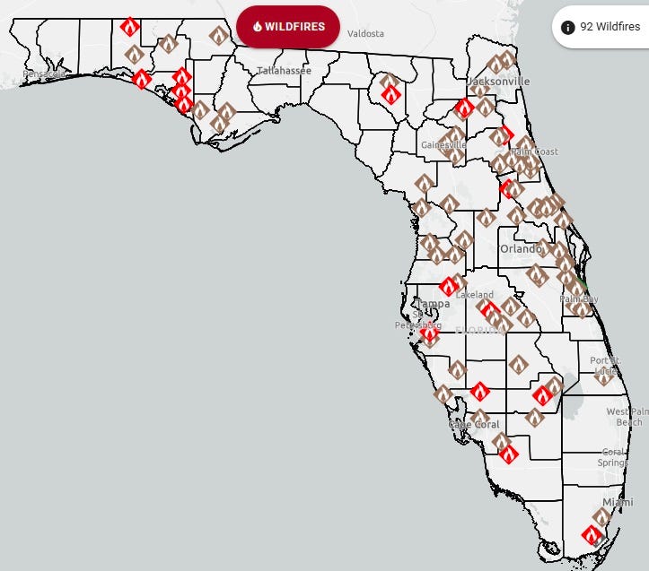92 fires burning 2,900 acres in Florida. Maps show where they are ...