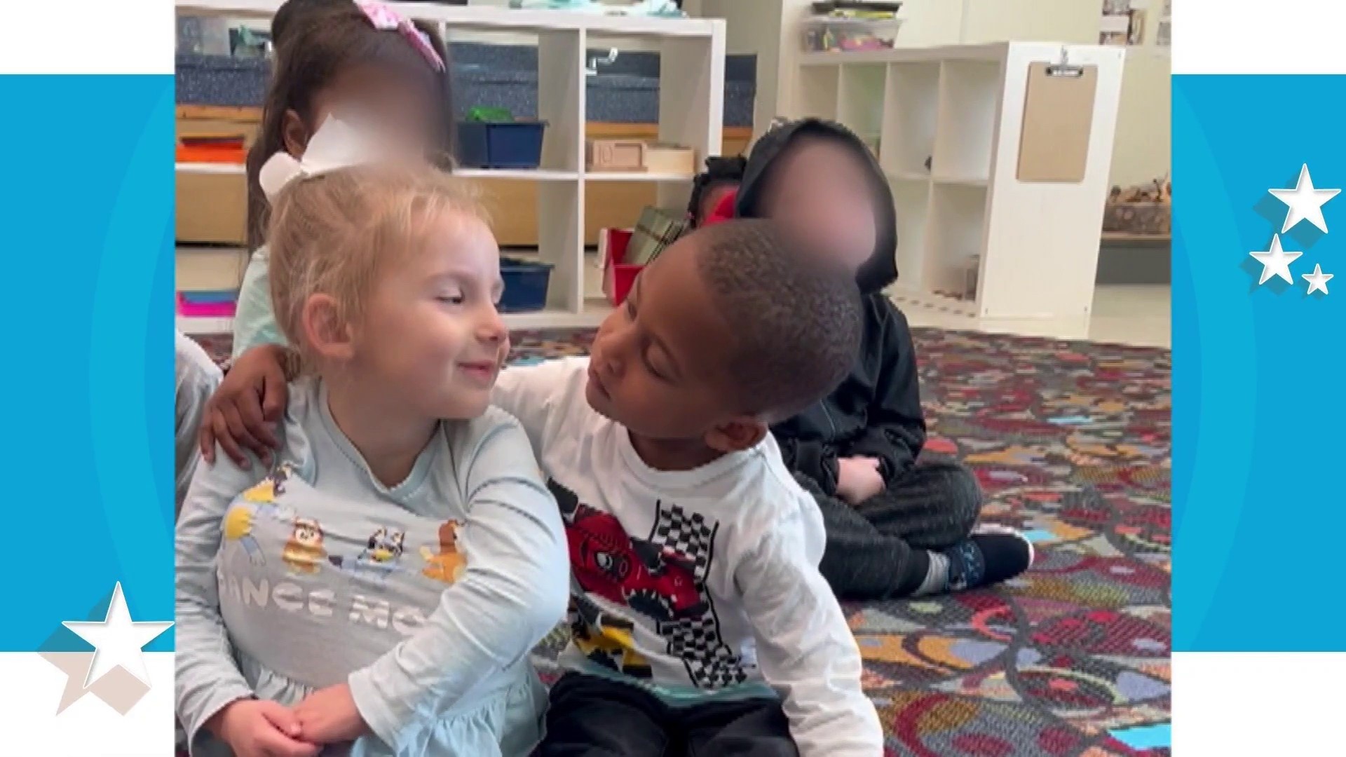 Smooth toddler pulls classic yawn-shoulder grab on his crush