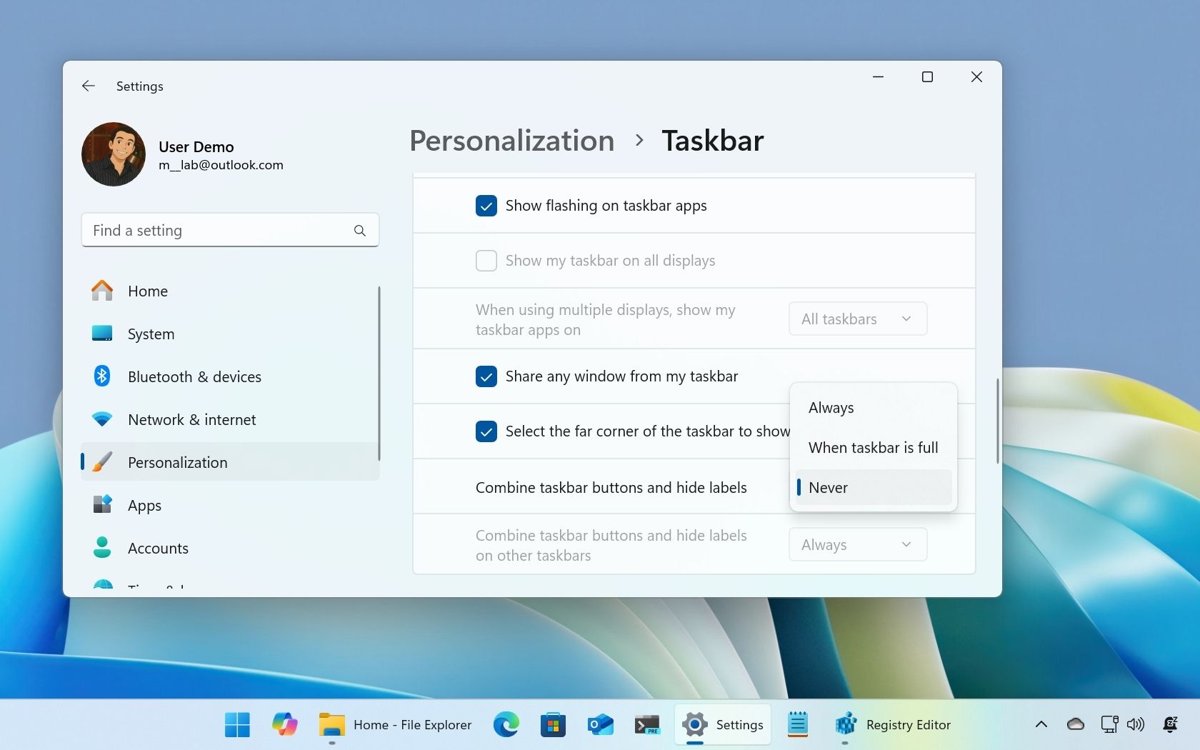 How to show app labels in the Taskbar for Windows 11