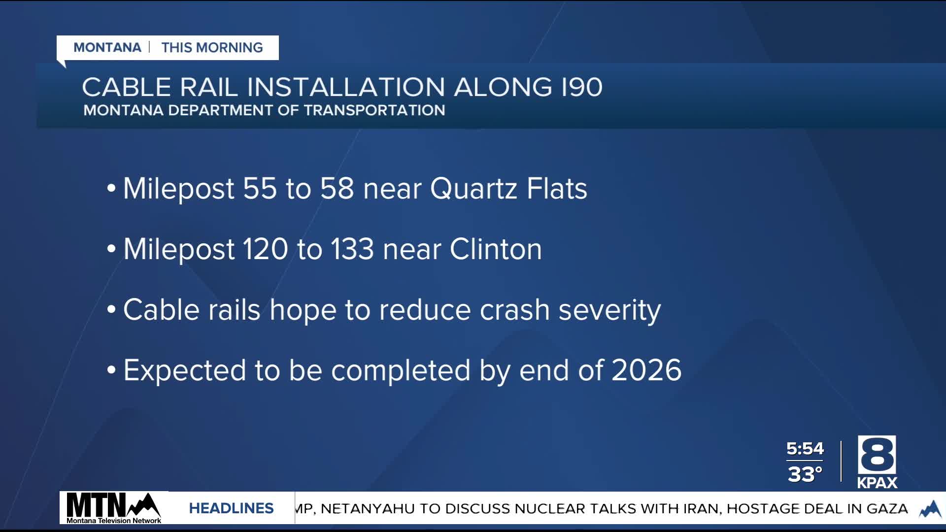 Cable rail installation underway along Interstate 90 in Western Montana