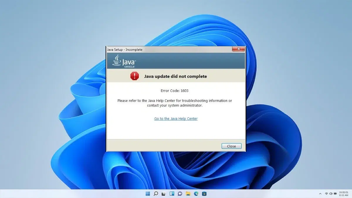 Solución definitiva al error 1603 de Java en Windows 11: causas ...