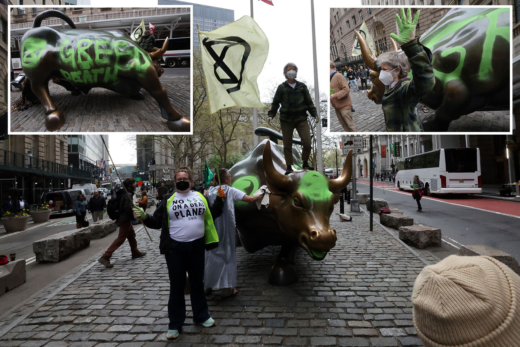 Wall Street Bull painted over by environmental activists — who ...