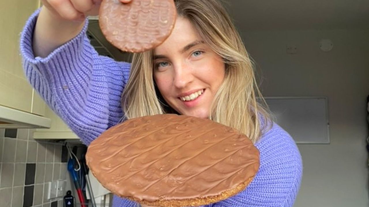 Baker goes viral for making giant versions of beloved British cookies