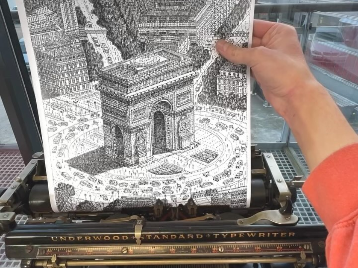 Técnica inusitada: arte feita com máquina de escrever chama atenção