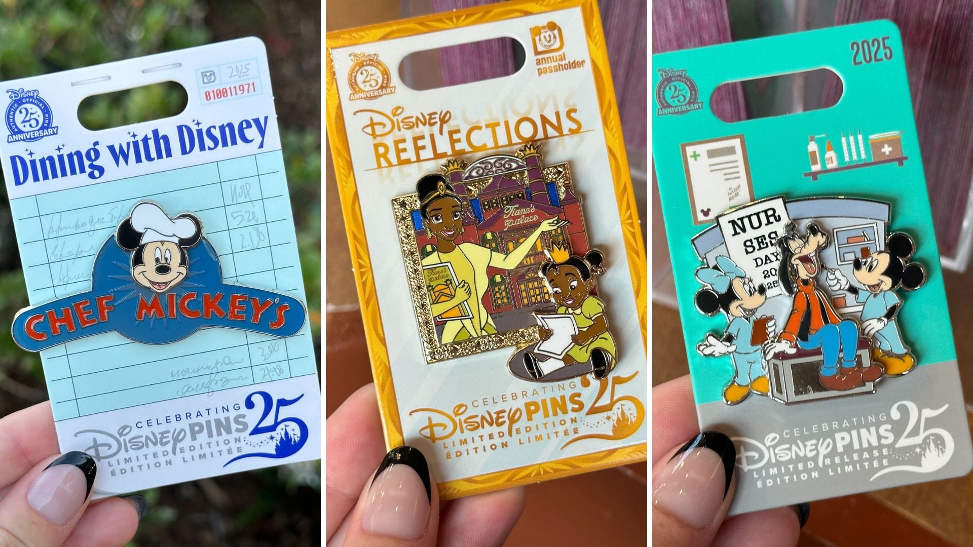 New Chef Mickey's, Princess Tiana, and Nurses Day Pins at Walt Disney World