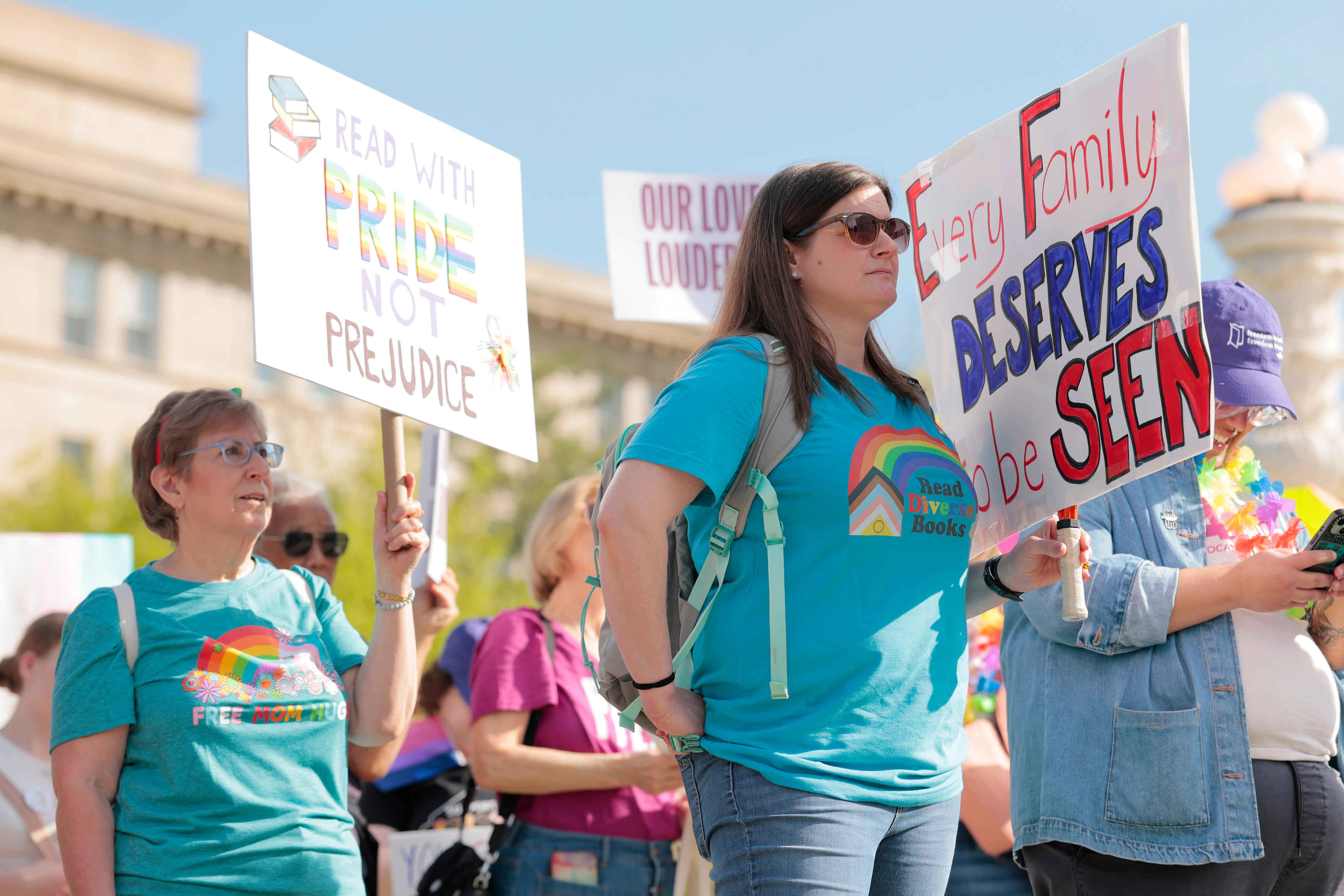 See demonstrations as Supreme Court hears case on LGBTQ+ books in ...