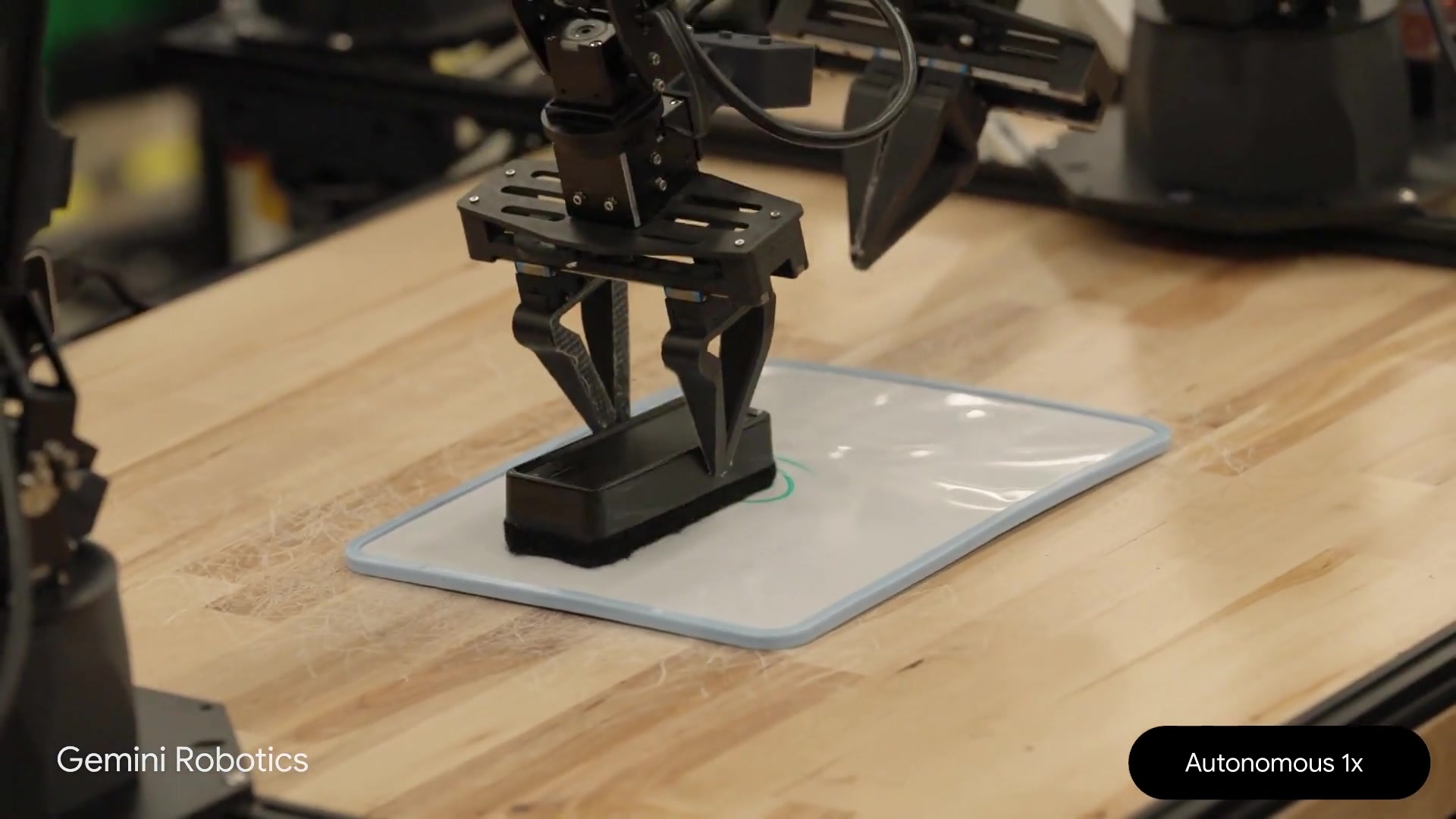 Gemini Robotics Demo Whiteboard Erasing