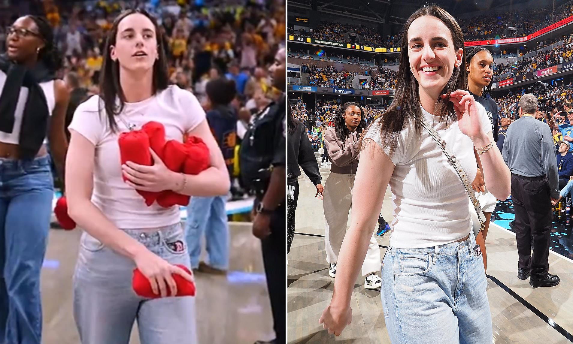 Caitlin Clark makes shock appearance during Pacers-Bucks NBA playoff as ...