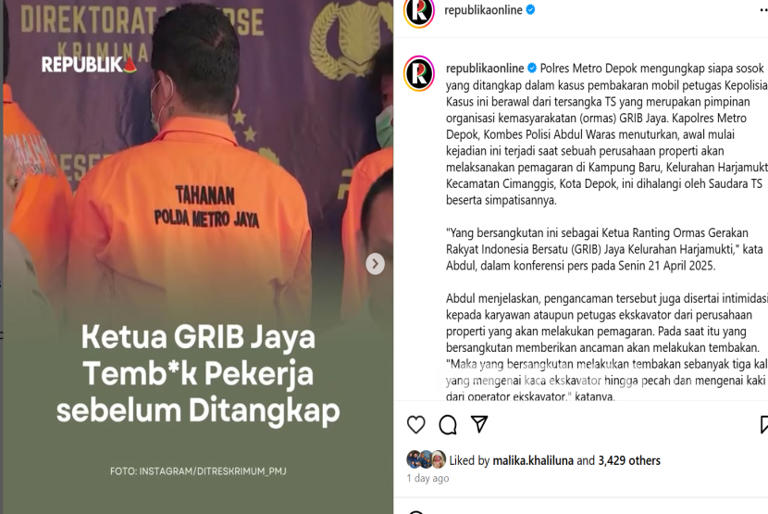 Bakar Mobil Polisi, Ketua Ranting GRIB Harjamukti Dipecat