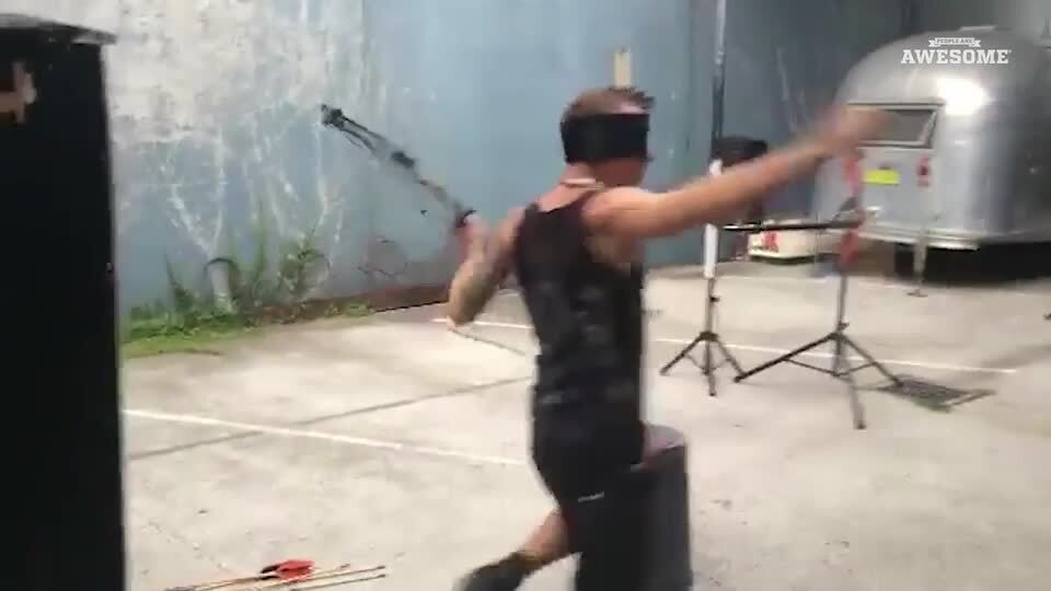 Blindfolded Arrow Catch and Unicycle Juggling