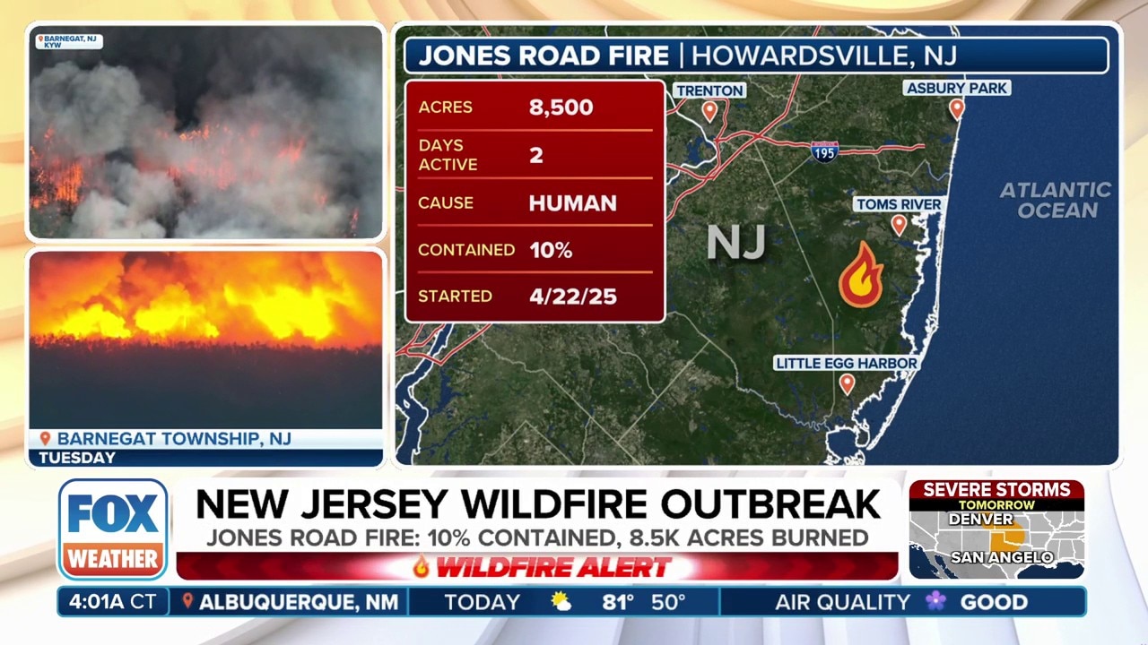 Jones Road Wildfire continues to rage in New Jersey