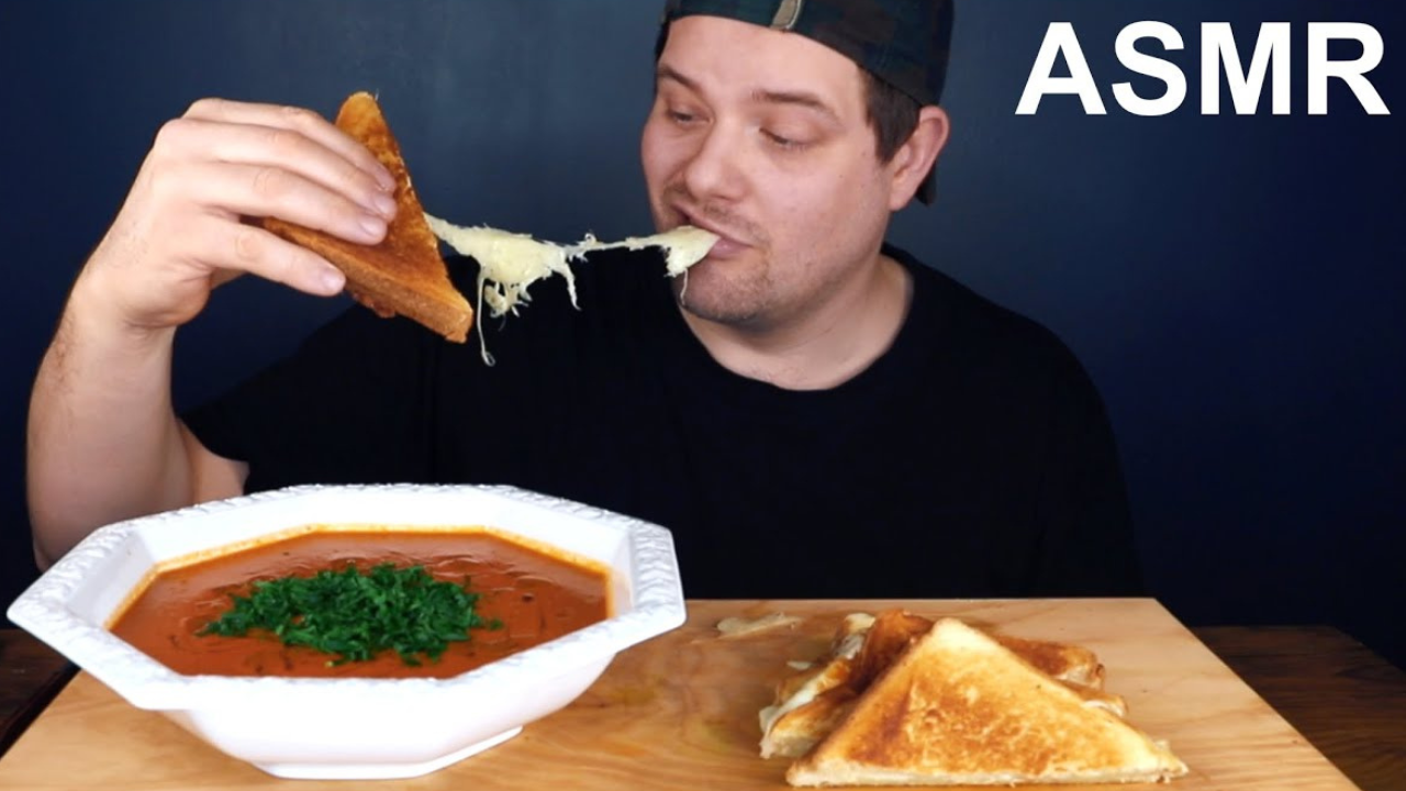 ASMR Grilled Cheese Sandwich & Tomato Soup (Eating Sounds) Soup ...
