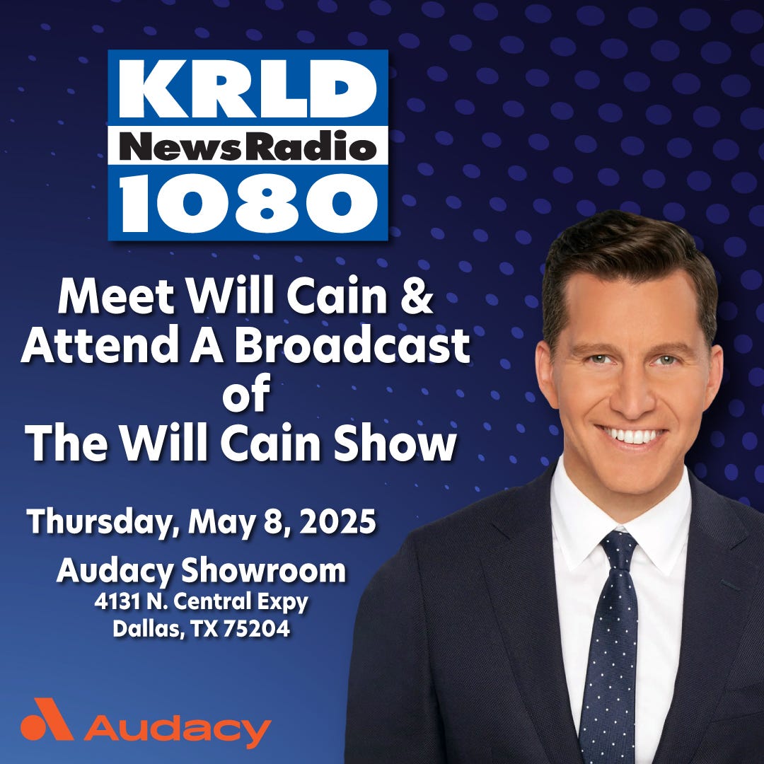Will Cain to record podcast in Dallas on May 8