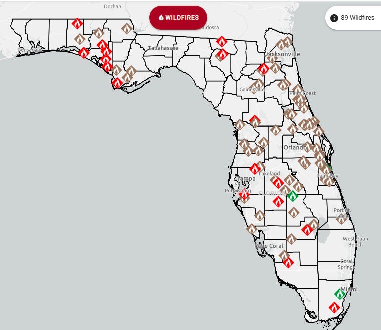 89 fires burning 3,400 acres in Florida. Maps show where they are ...