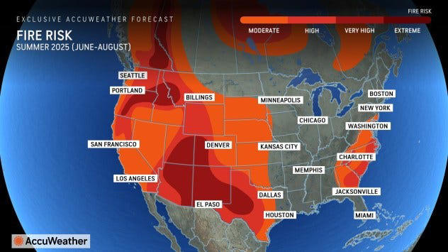 AccuWeather predicts summer wildfire risks for the U.S. What is the ...
