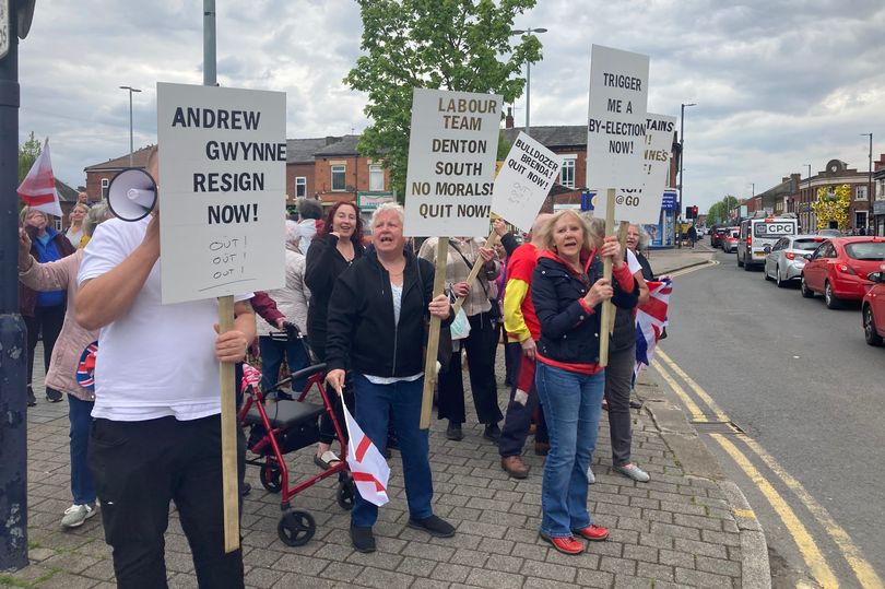 'Andrew Gwynne, in the bin'... Protesters call on suspended MP to resign