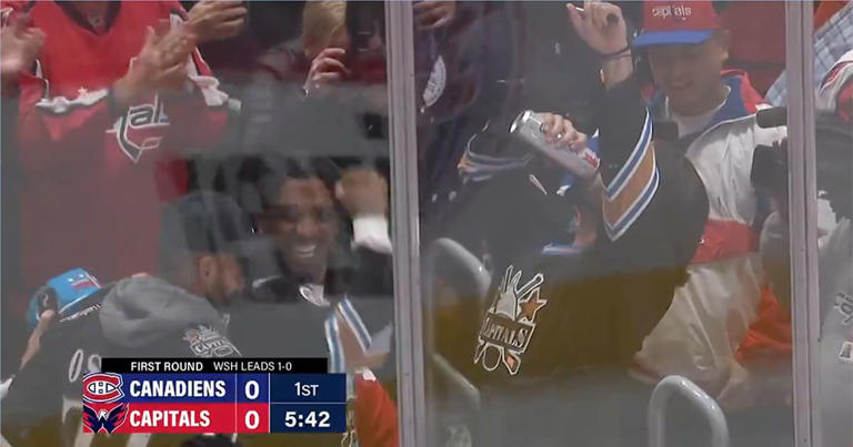 Sam Hartman chugs beer at Capitals playoff game as Jayden Daniels ...