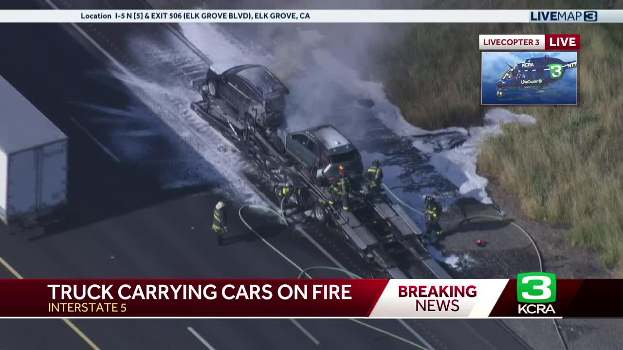 Semi-truck catches fire on I-5 in Sacramento County