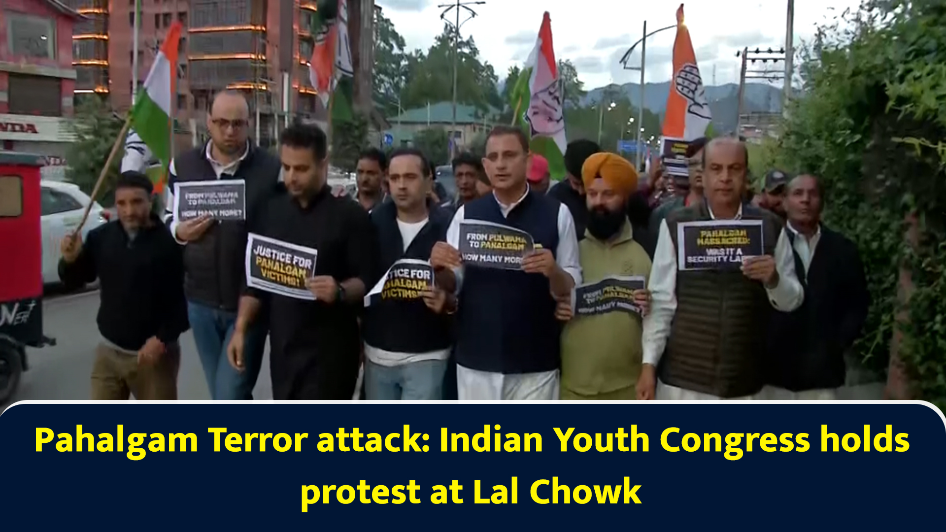 Pahalgam Terror attack: Indian Youth Congress holds protest at Lal Chowk