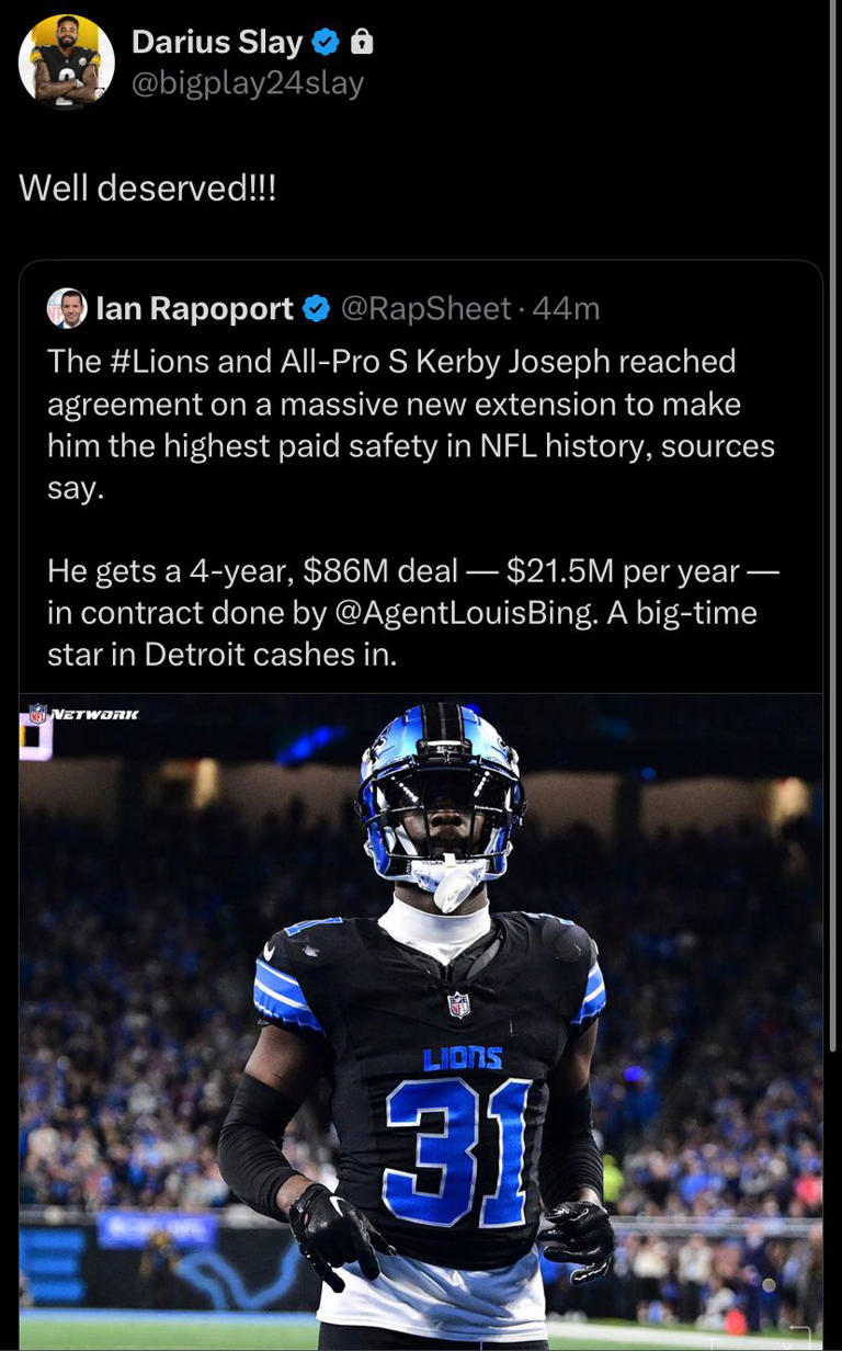 Detroit Lions players react to Kerby Joseph’s mega-extension