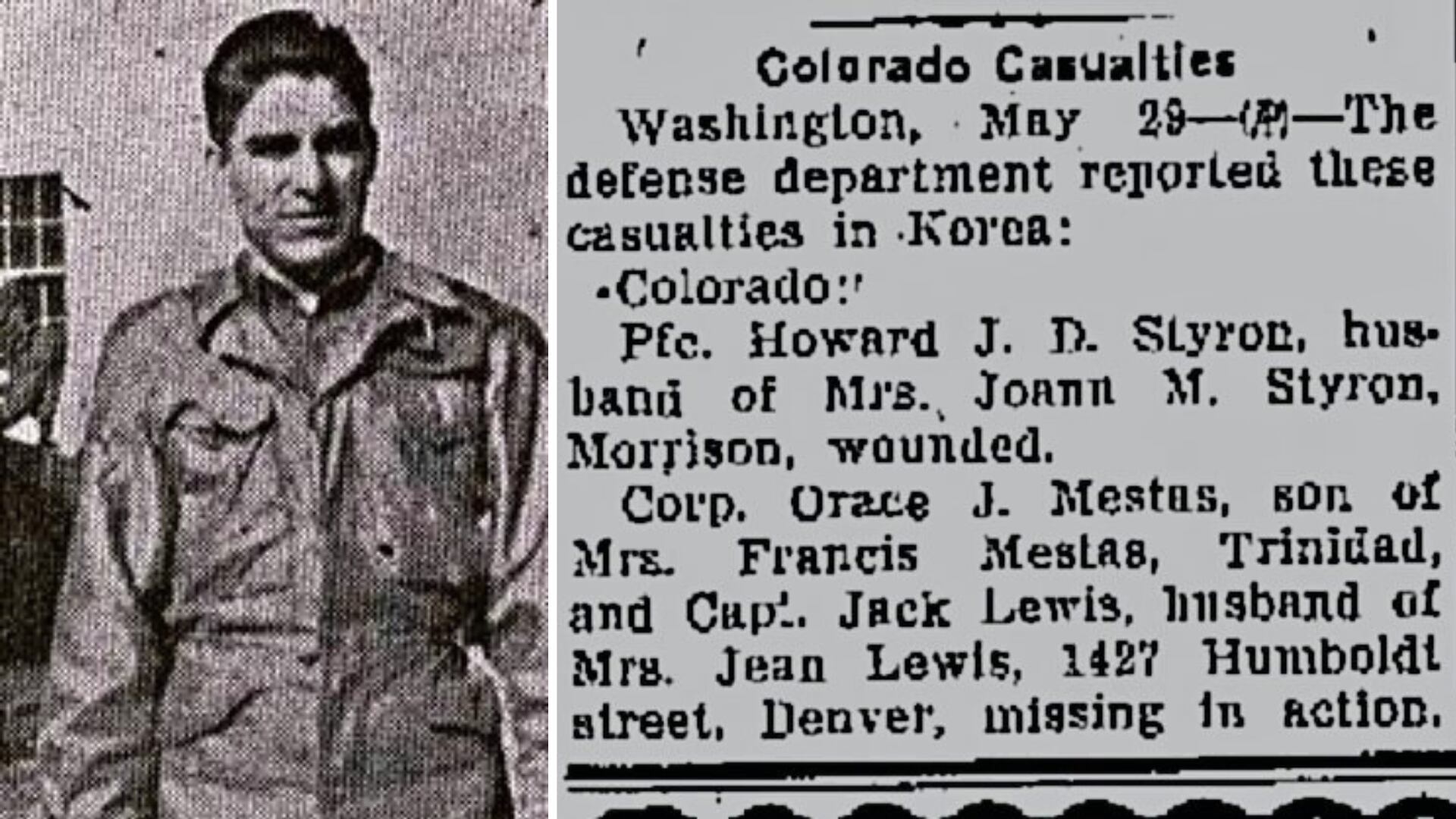 Southern Colorado soldier who went missing during the Korean War will be brought back to Trinidad