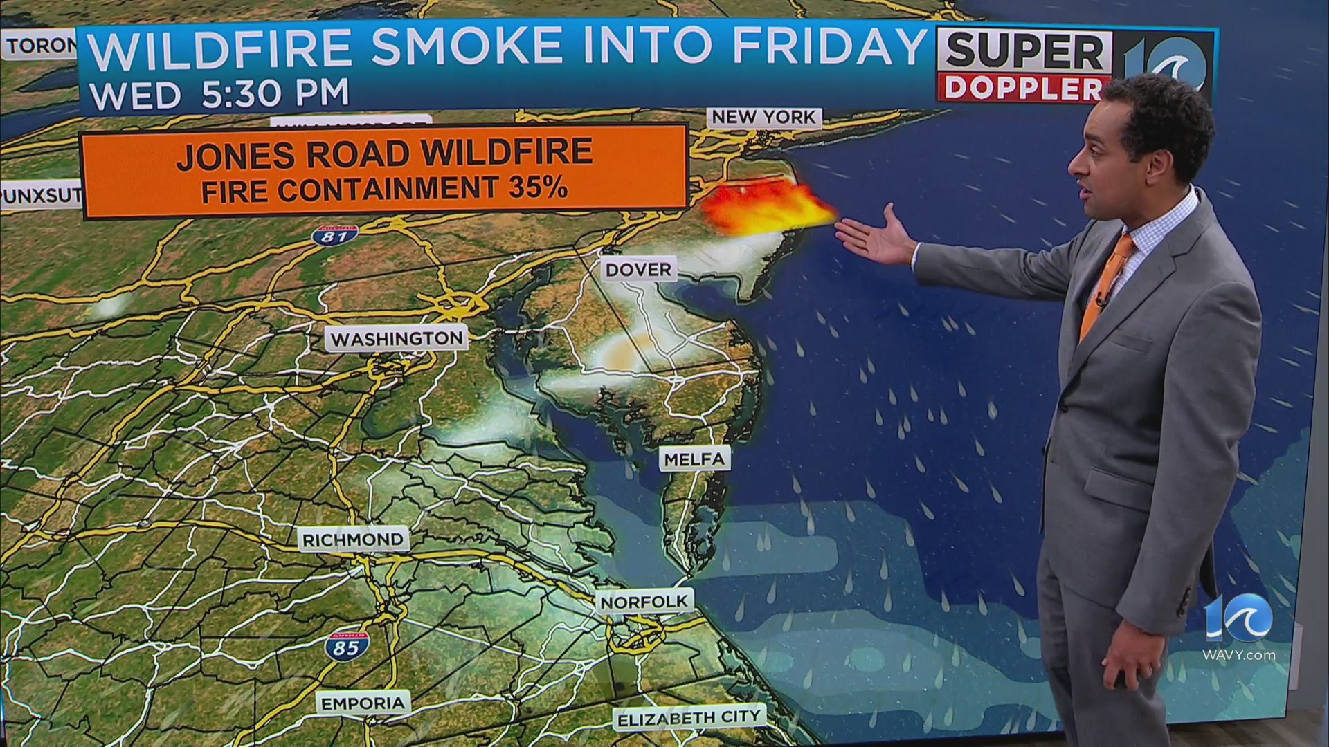 NJ wildfire smoke blows into Hampton Roads