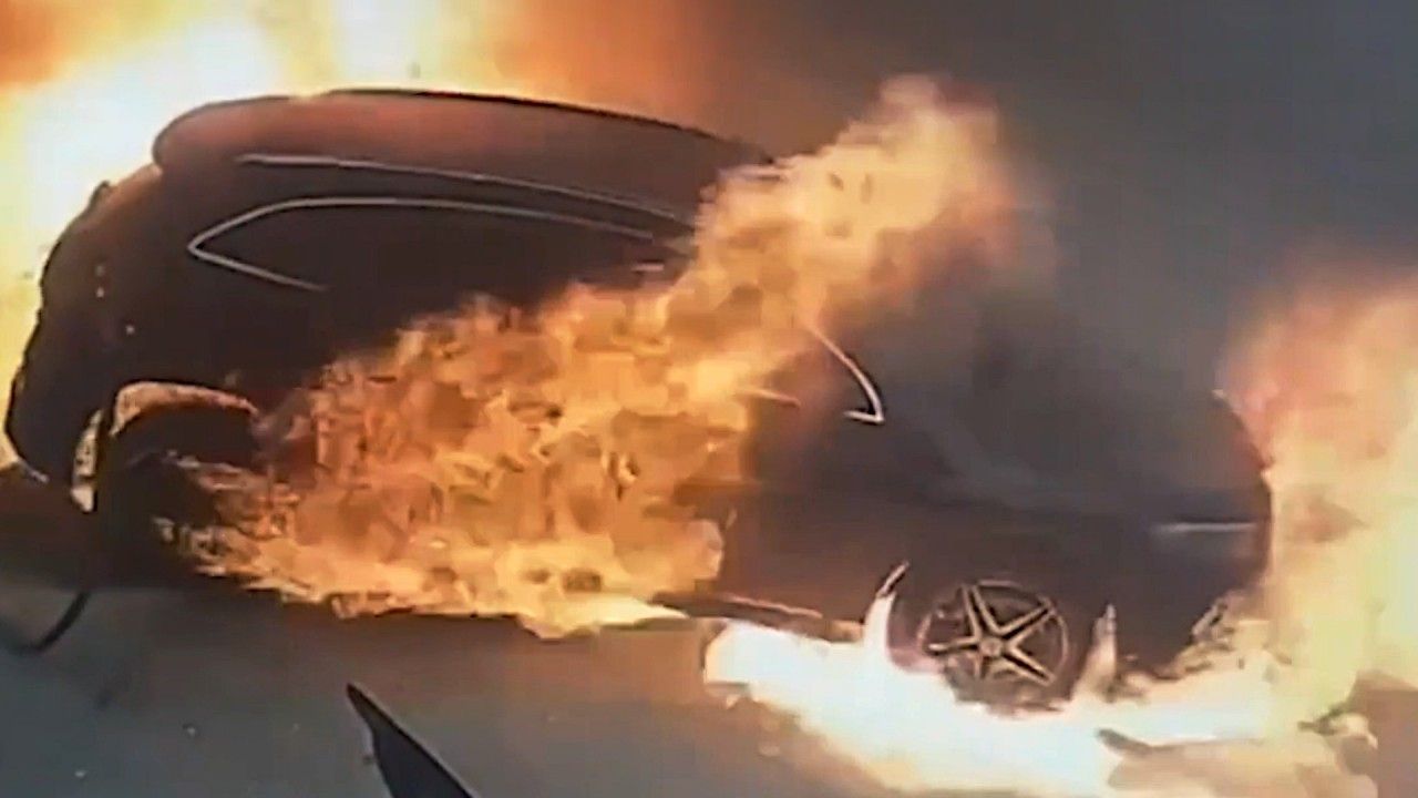 Electric car explodes while charging in China, caught on cctv