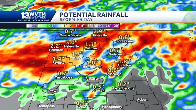 Rain and storms likely across Alabama again Thursday and Friday