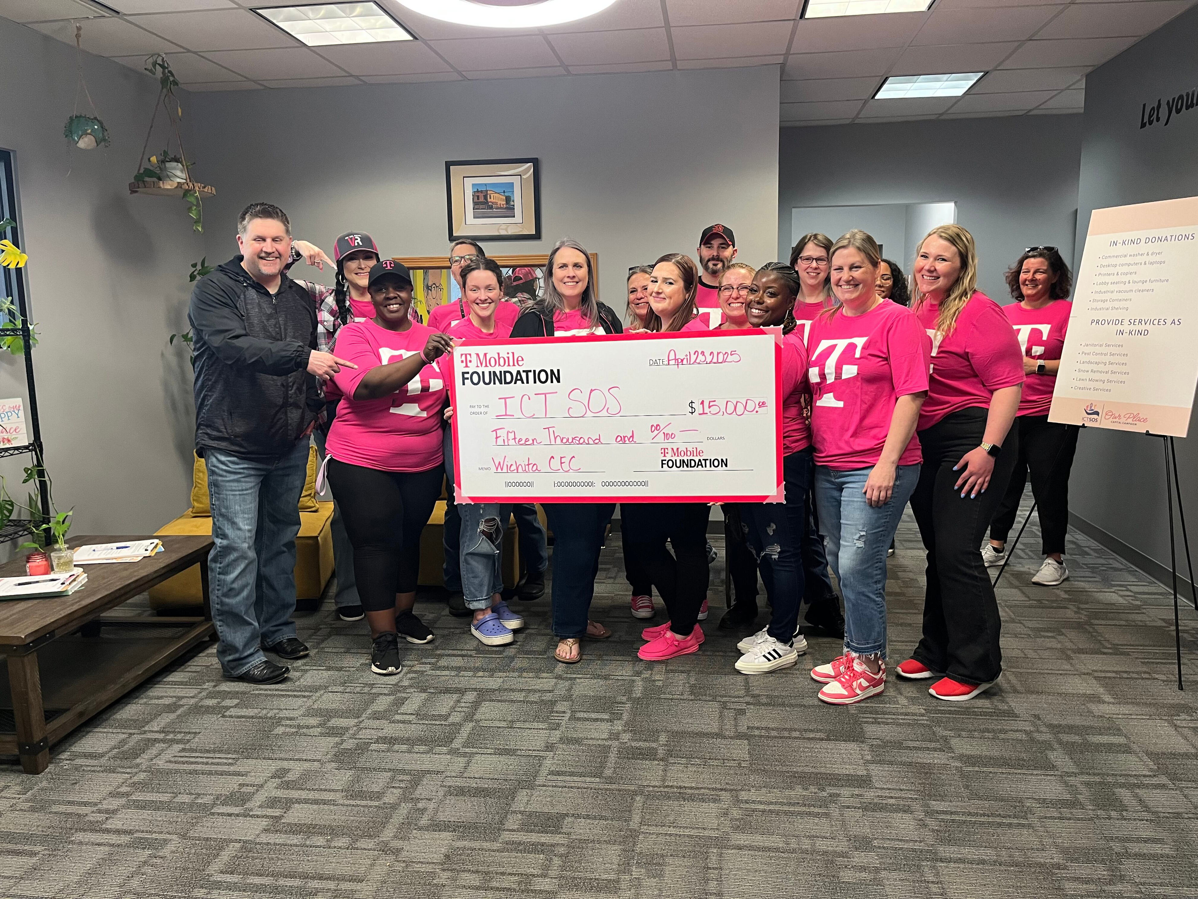 ICT SOS presented with $15,000 donation from T-Mobile