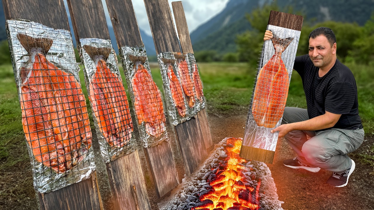 Trout cooked over fire | Azerbaijani village recipe